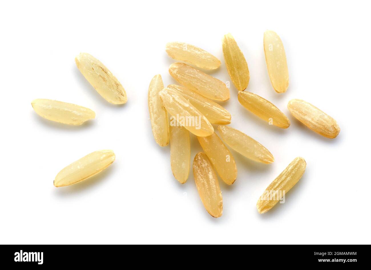 brown rice macro isolated on white background, top view Stock Photo - Alamy