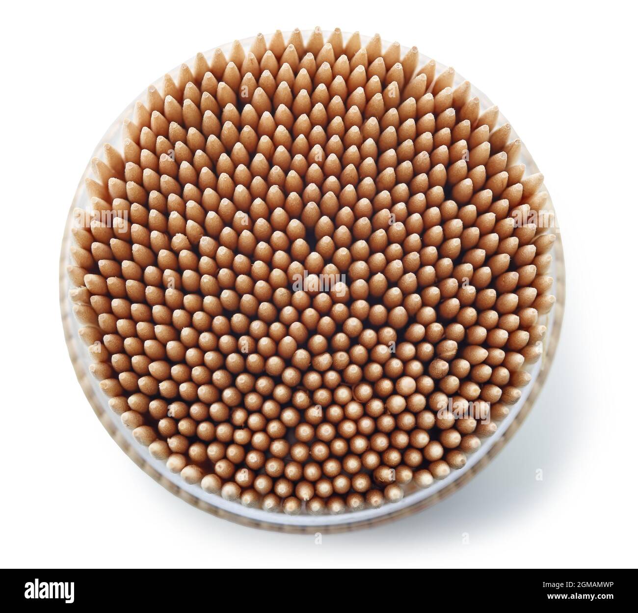 wooden tooth pick container isolated on white background, top view ...