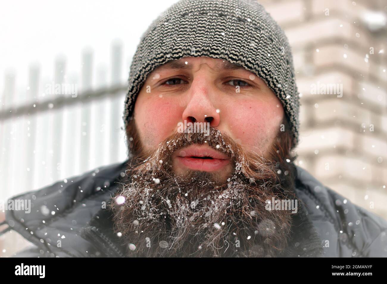 bearded man ice snow winter Stock Photo - Alamy