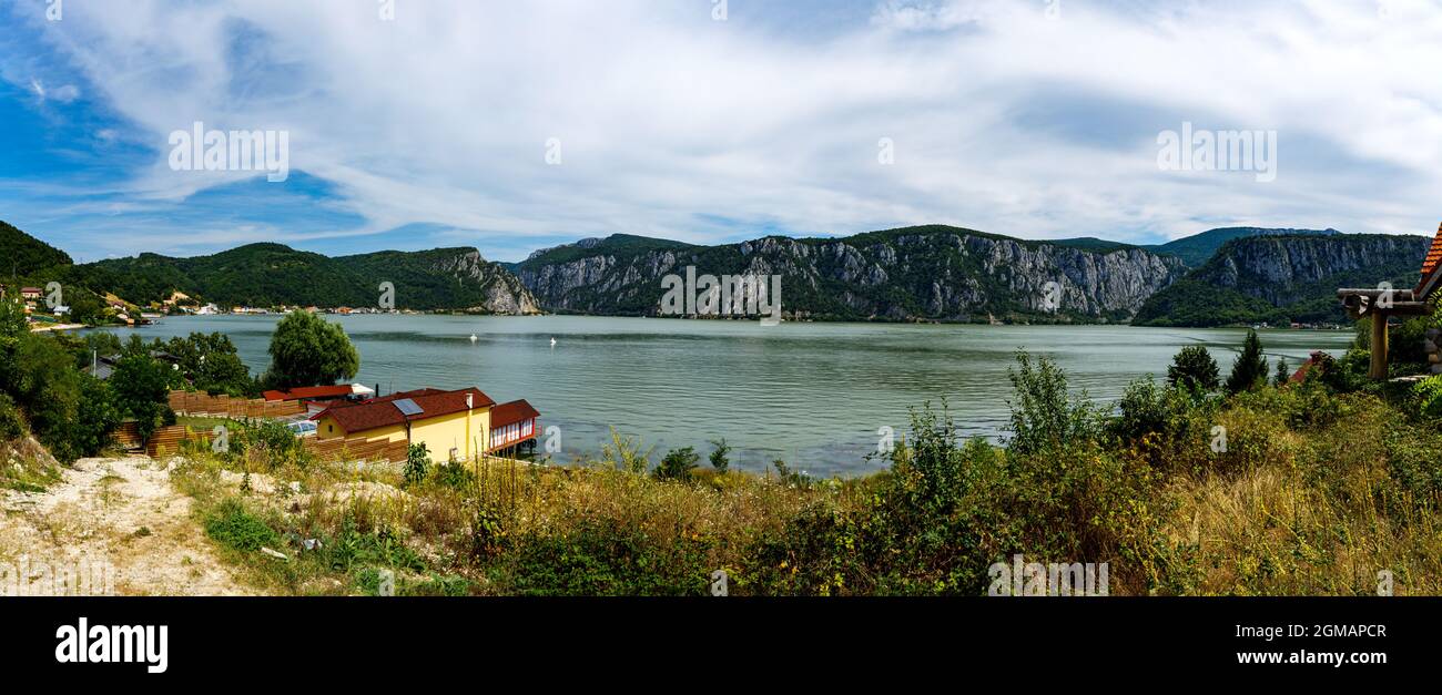 The Danube River with the big boilers between Romania and Serbia Stock ...