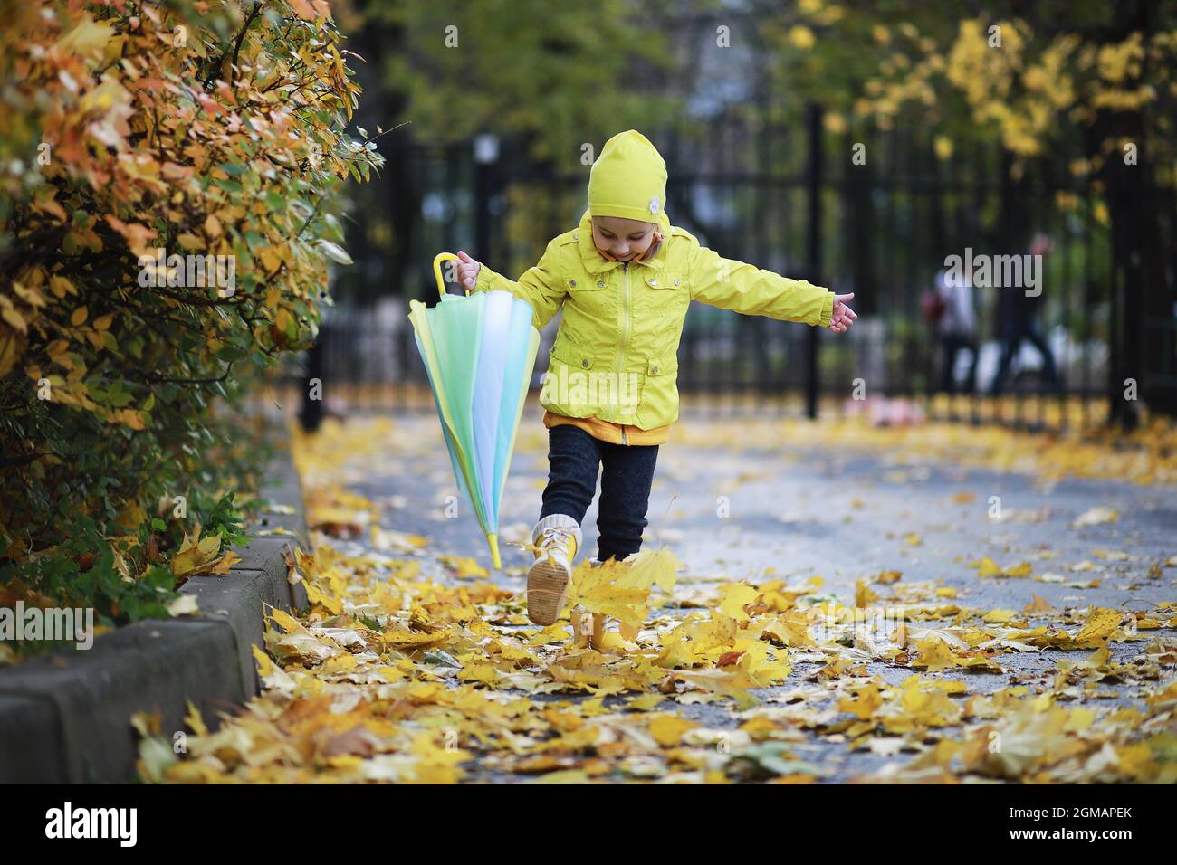 Children walk in the autumn park in the fall Stock Photo - Alamy