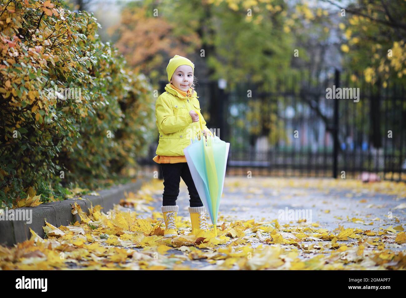 Children walk in the autumn park in the fall Stock Photo - Alamy