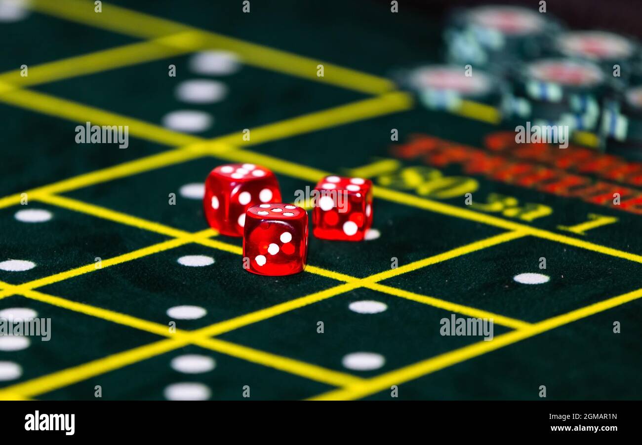 Dice are seen on the gambling table during the exhibition. At the end ...