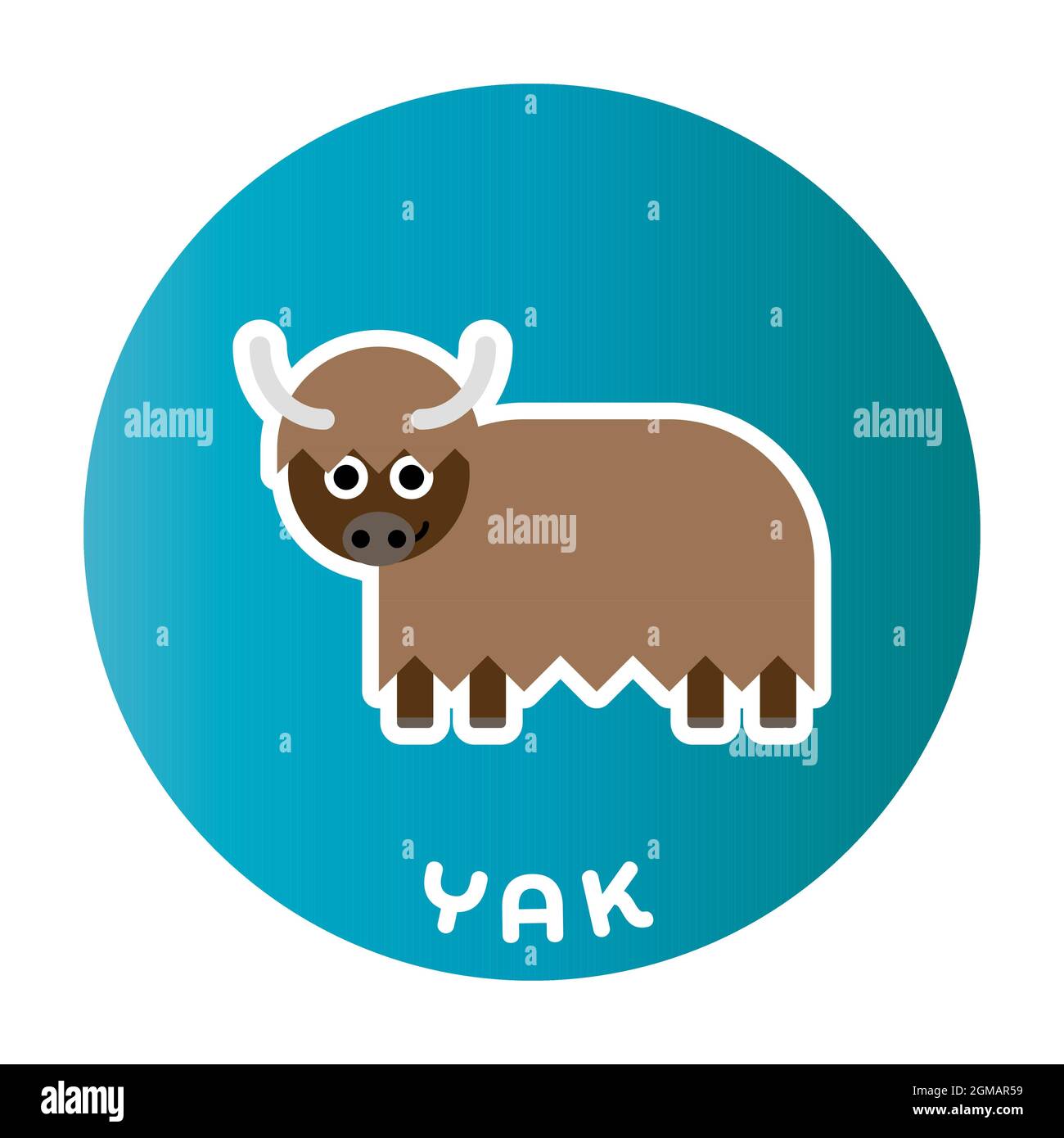 Happy Yak - funny cartoon animal. Children character. Simple vector ...