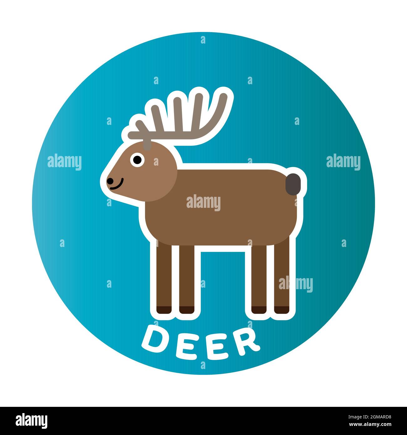Happy Deer - funny cartoon animal. Children character. Simple vector ...