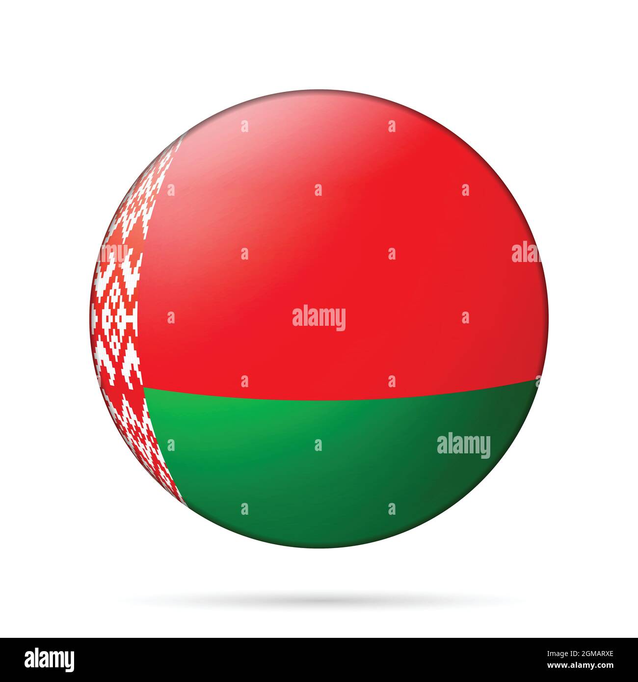 Glass light ball with flag of Belarus. Round sphere, template icon ...