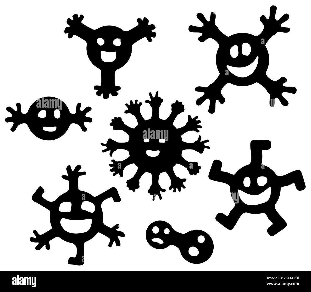 Physical contact touching happy stencil icon set selection black ...