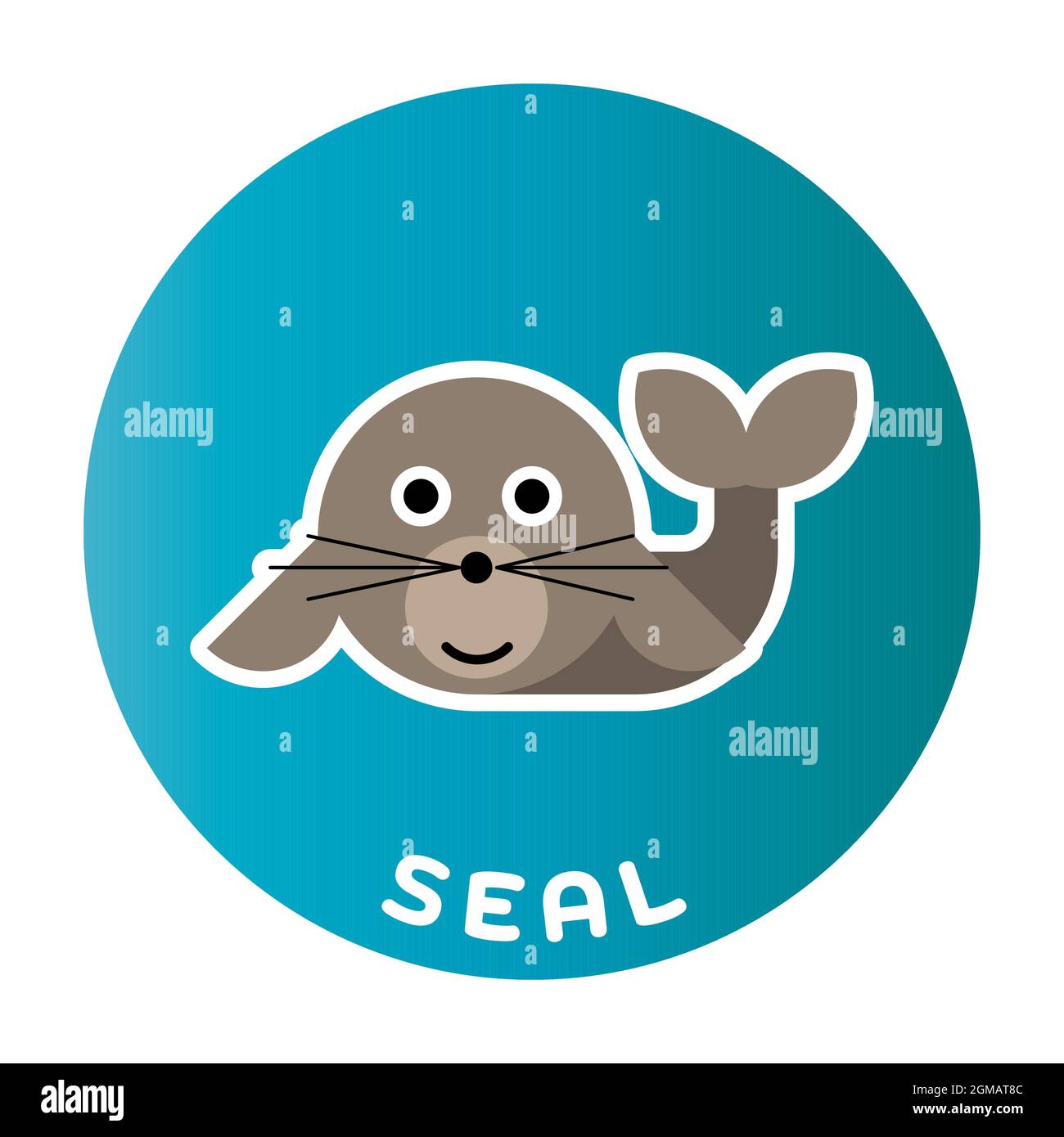 Happy Seal - funny cartoon animal. Children character. Simple vector ...