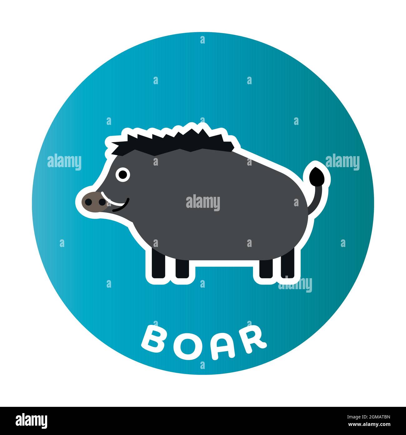 Happy Boar - funny cartoon animal. Children character. Simple vector ...