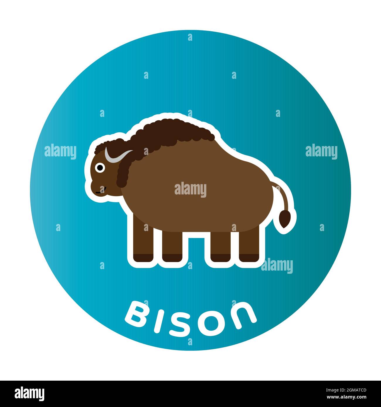 Happy Bison - funny cartoon animal. Children character. Simple vector ...