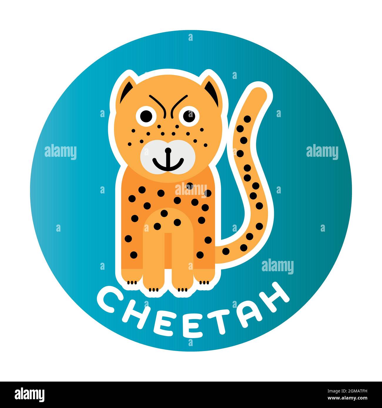 Happy Cheetah - funny cartoon animal. Children character. Simple vector ...