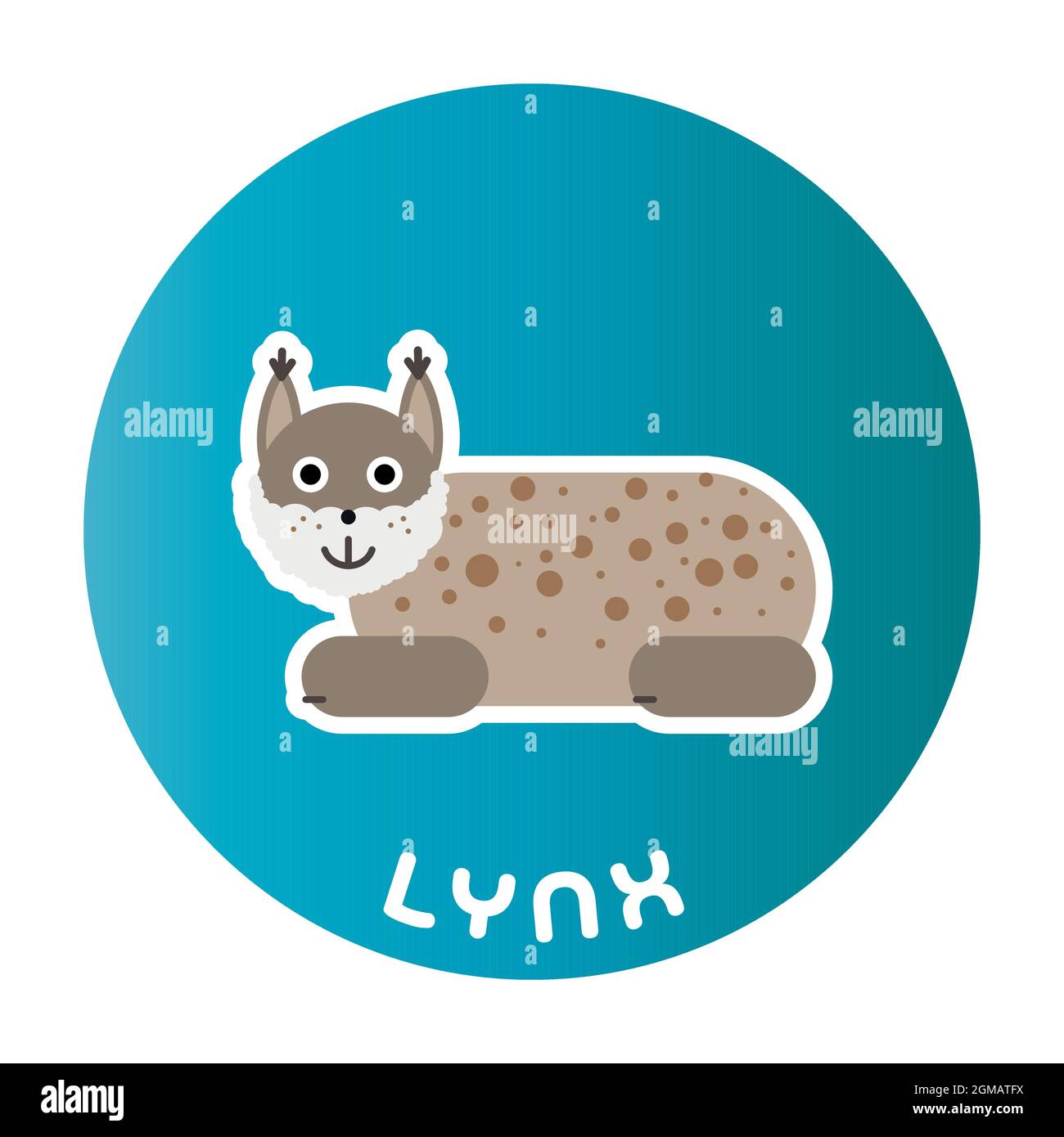 Happy Lynx - funny cartoon animal. Children character. Simple vector ...