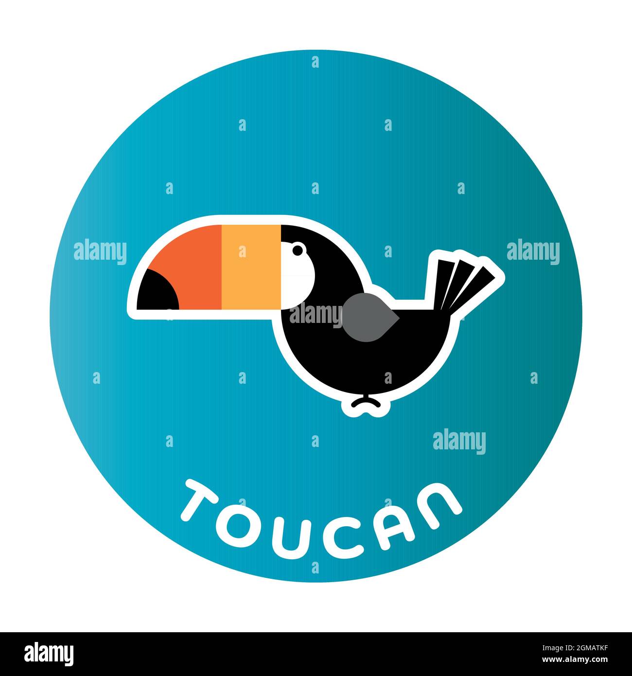 Happy Toucan - funny cartoon animal. Children character. Simple vector ...