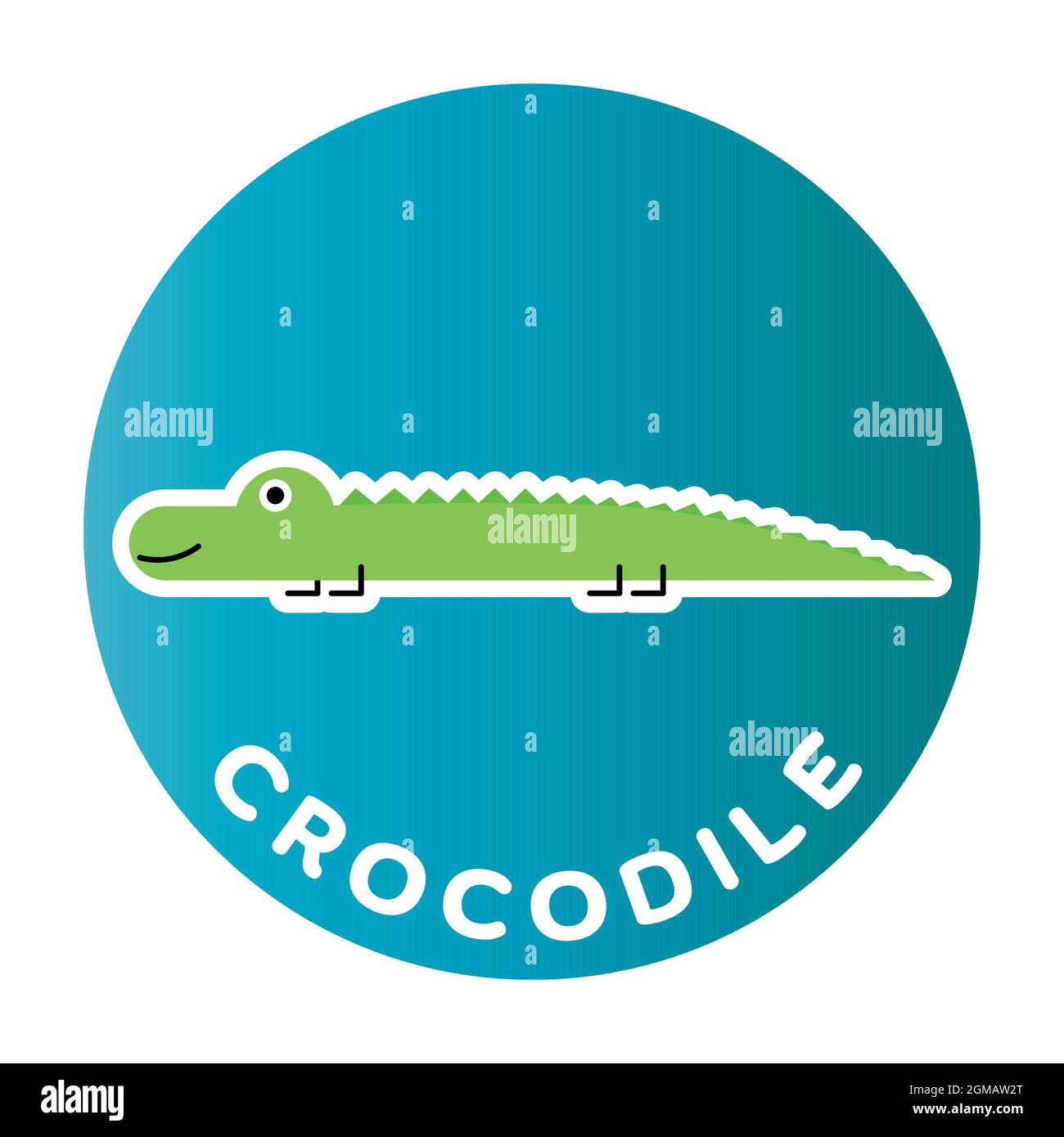 Happy Crocodile - funny cartoon animal. Children character. Simple ...