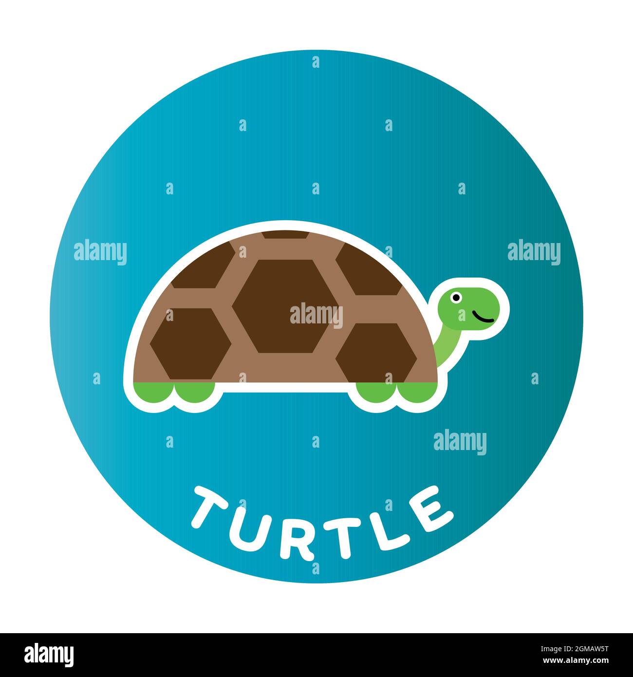 Happy Turtle - funny cartoon animal. Children character. Simple vector ...