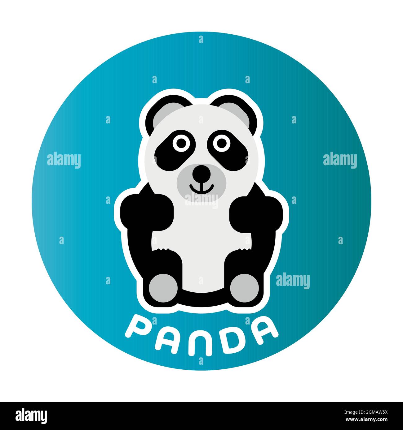 Happy Panda - funny cartoon animal. Children character. Simple vector ...