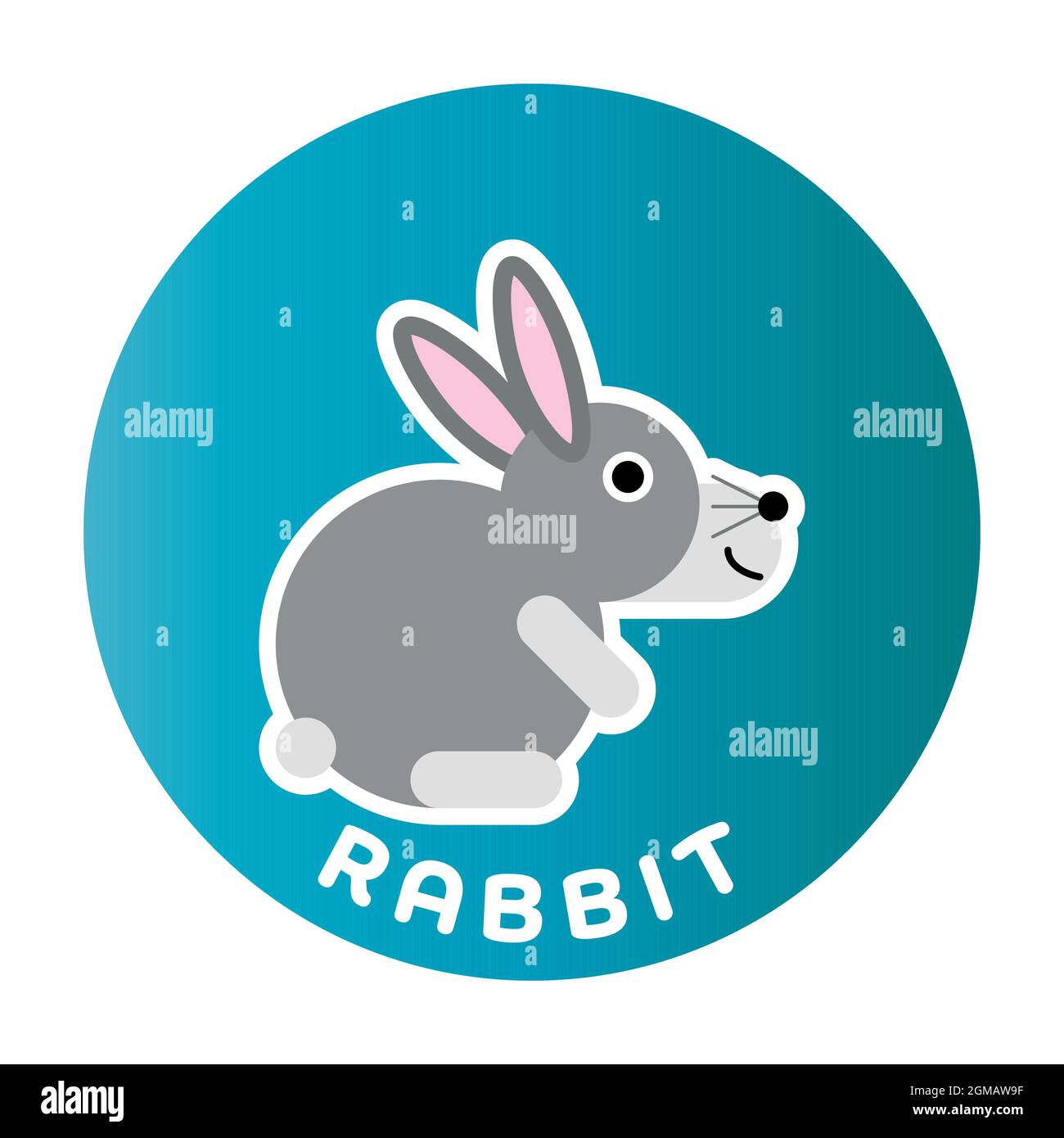 Happy Rabbit - funny cartoon animal. Children character. Simple vector ...