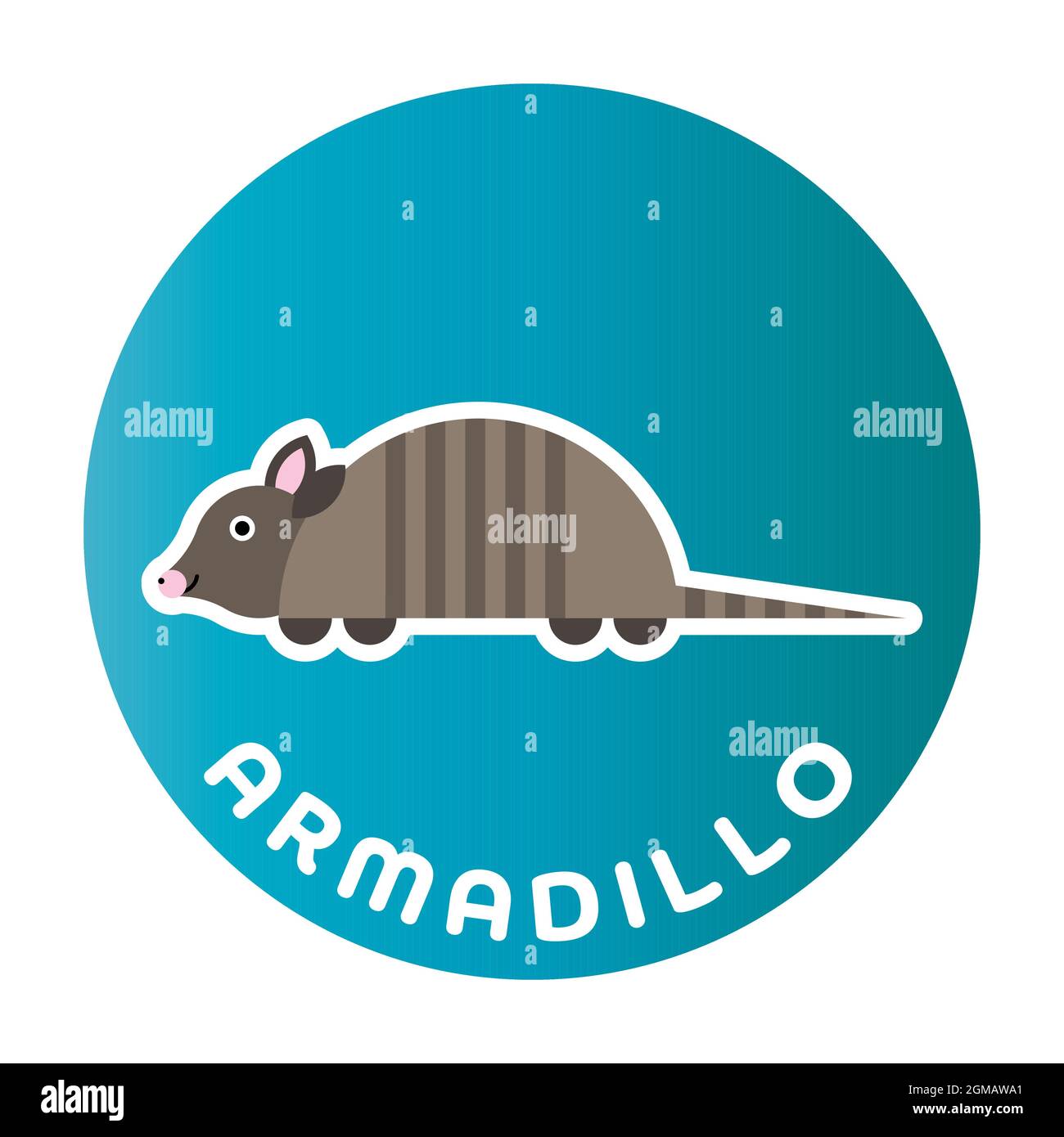 Happy Armadillo - funny cartoon animal. Children character. Simple ...