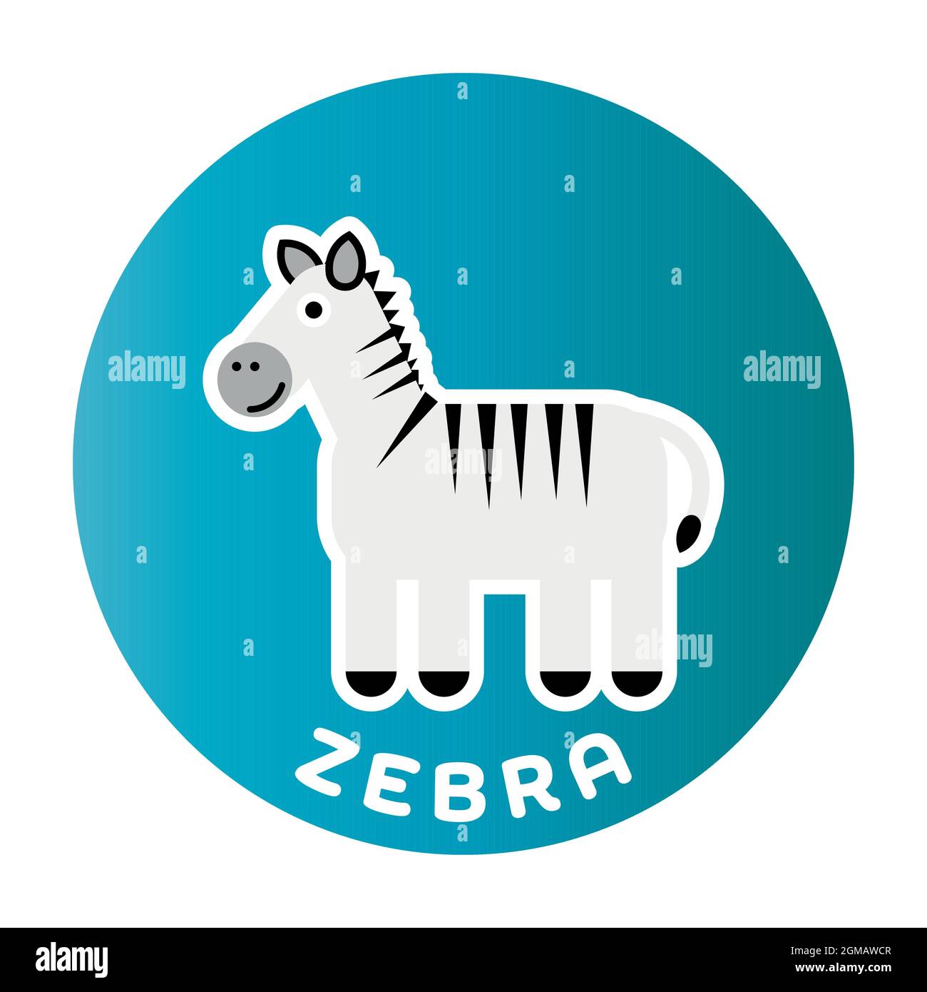 Happy Zebra - funny cartoon animal. Children character. Simple vector ...