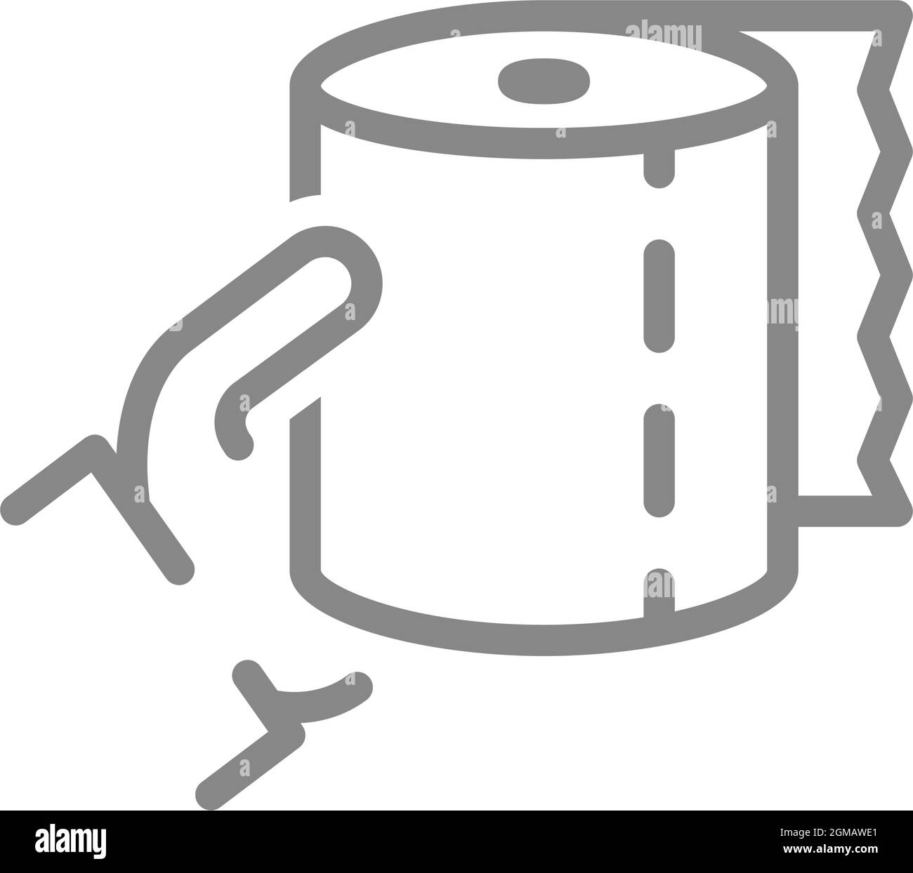 Paper towels in hand line icon. Paper roll, use of paper, personal ...