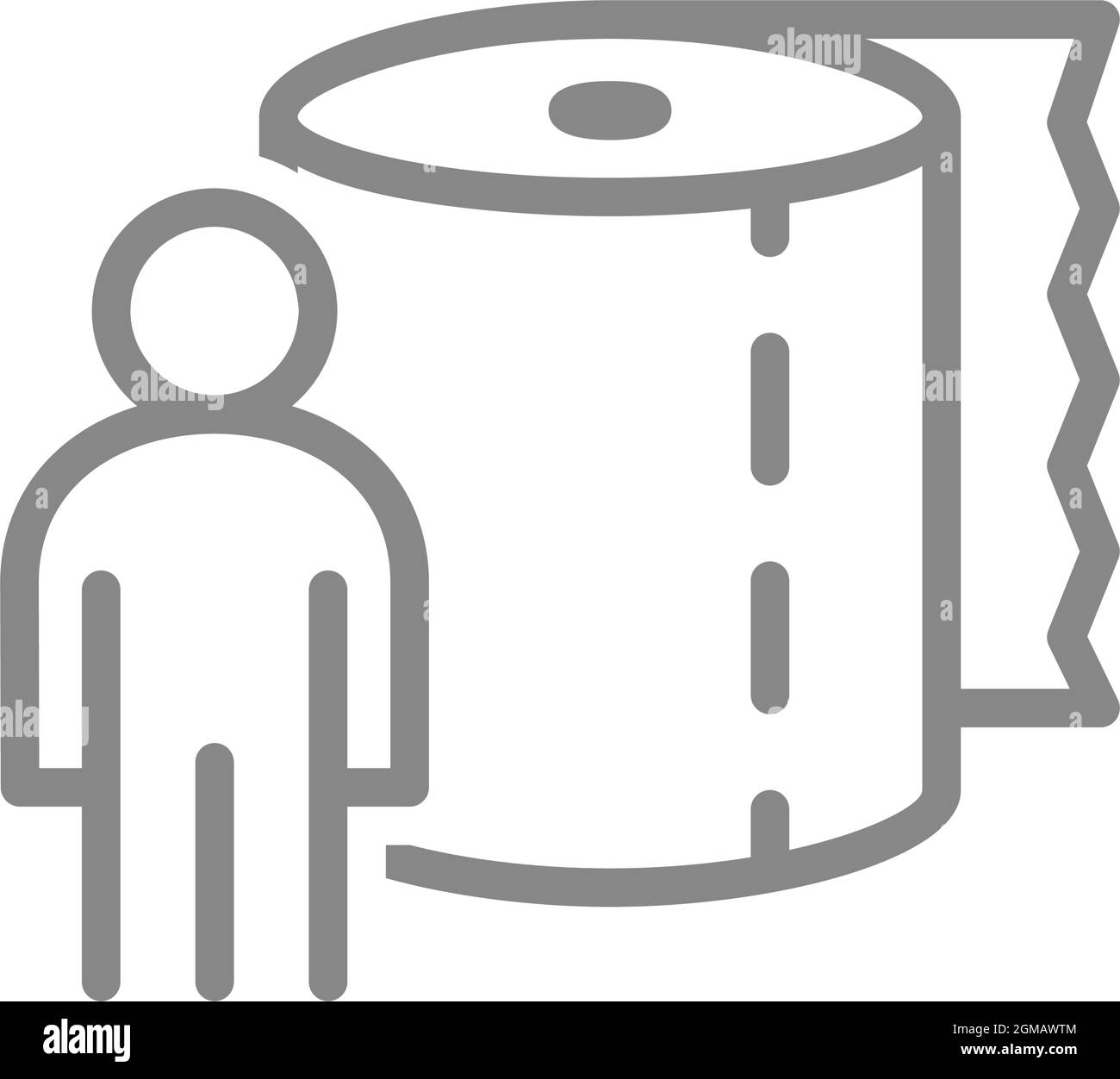 Paper towels and human line icon. Paper roll, napkins, wipes for ...