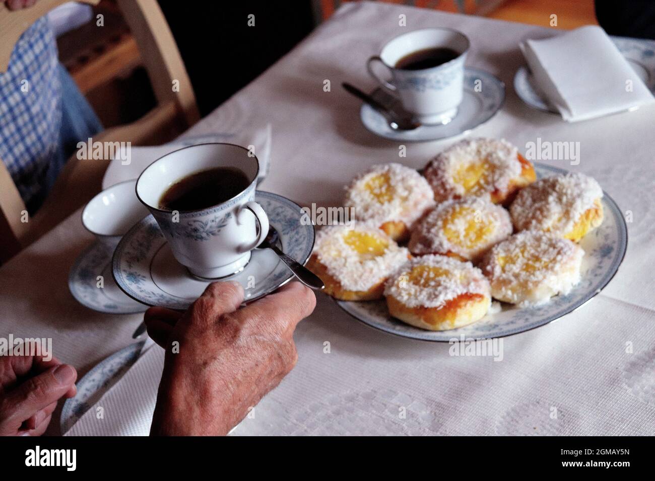 Traditional Norwegian dessert called skolebrod with buns filled with ...