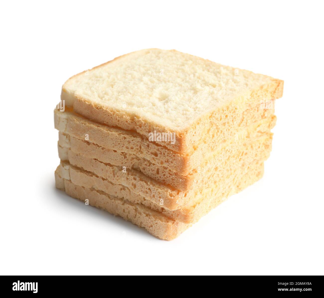 Slices of bread for toasting on white background Stock Photo - Alamy
