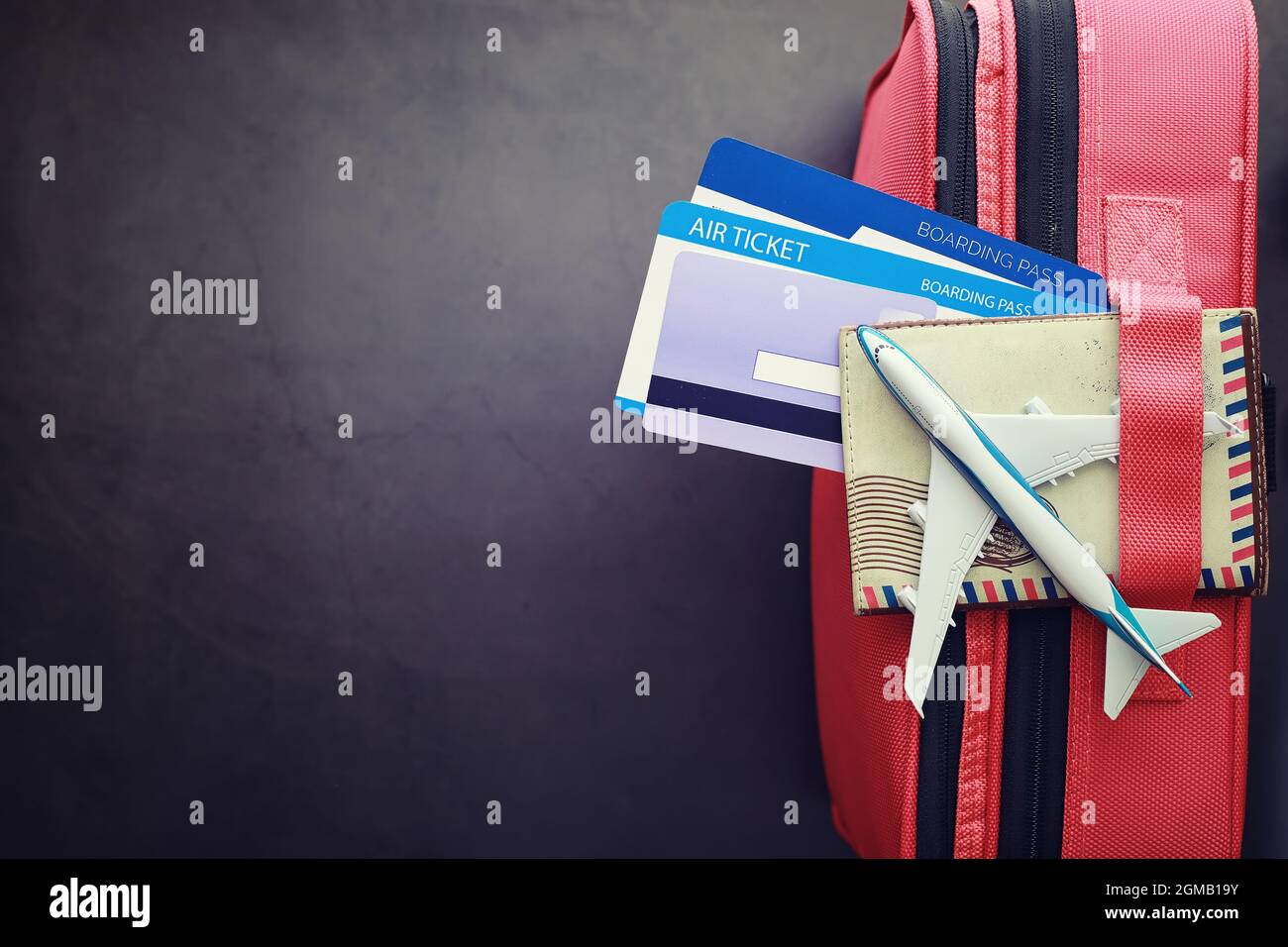 Travel concept. Travel bag with documents and tickets Stock Photo - Alamy