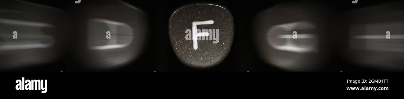 The letter of the alphabet in English to the retro typewriter symbol F ...