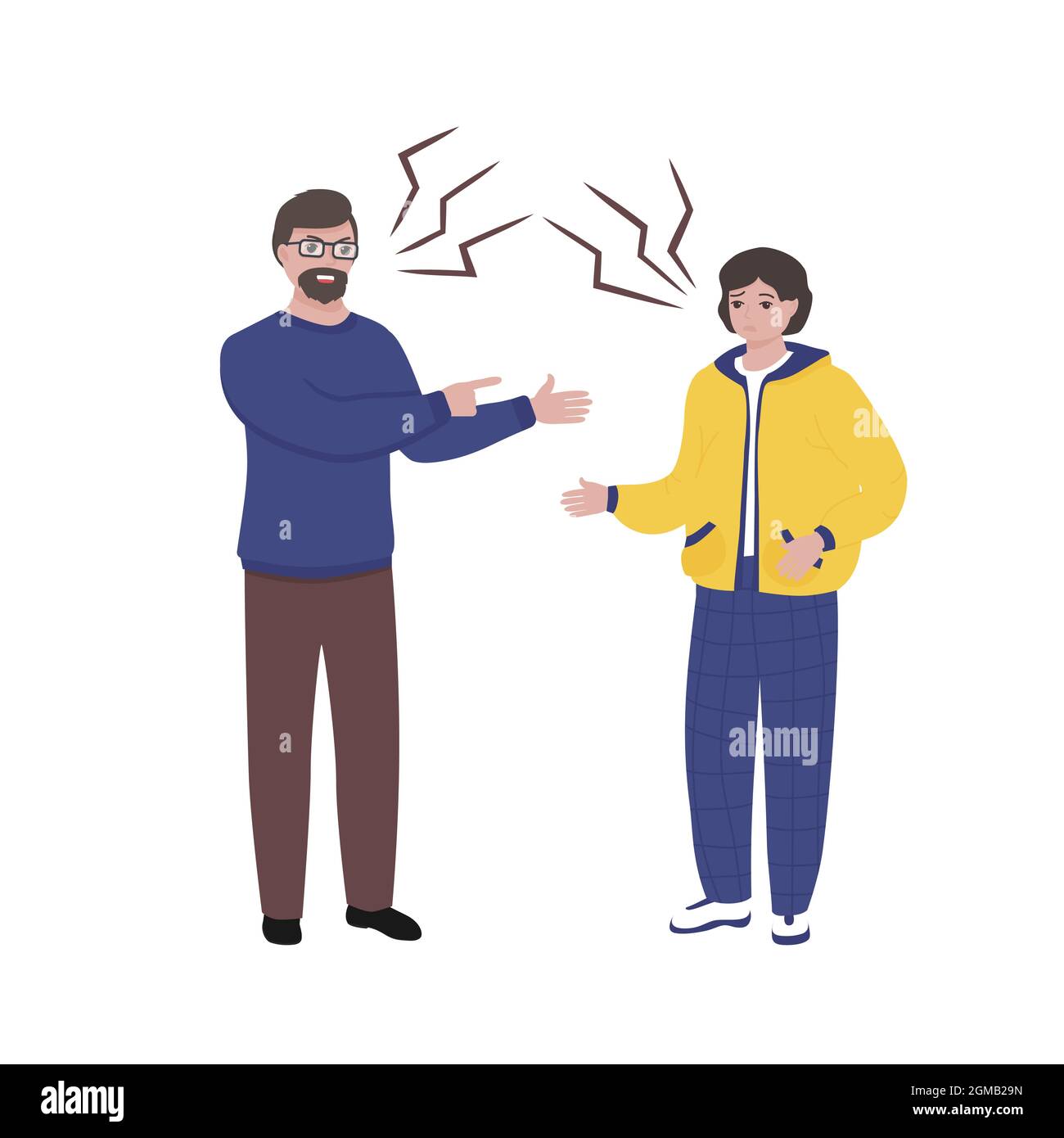 Adult man and young man quarrel. Concept of family conflicts ...