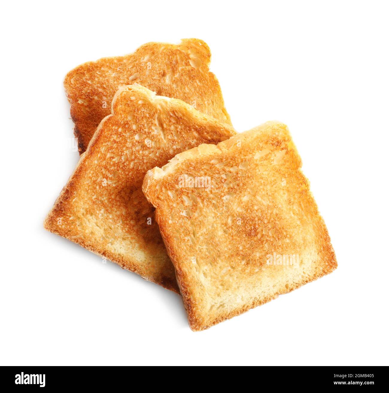 Toasted bread on white background Stock Photo - Alamy