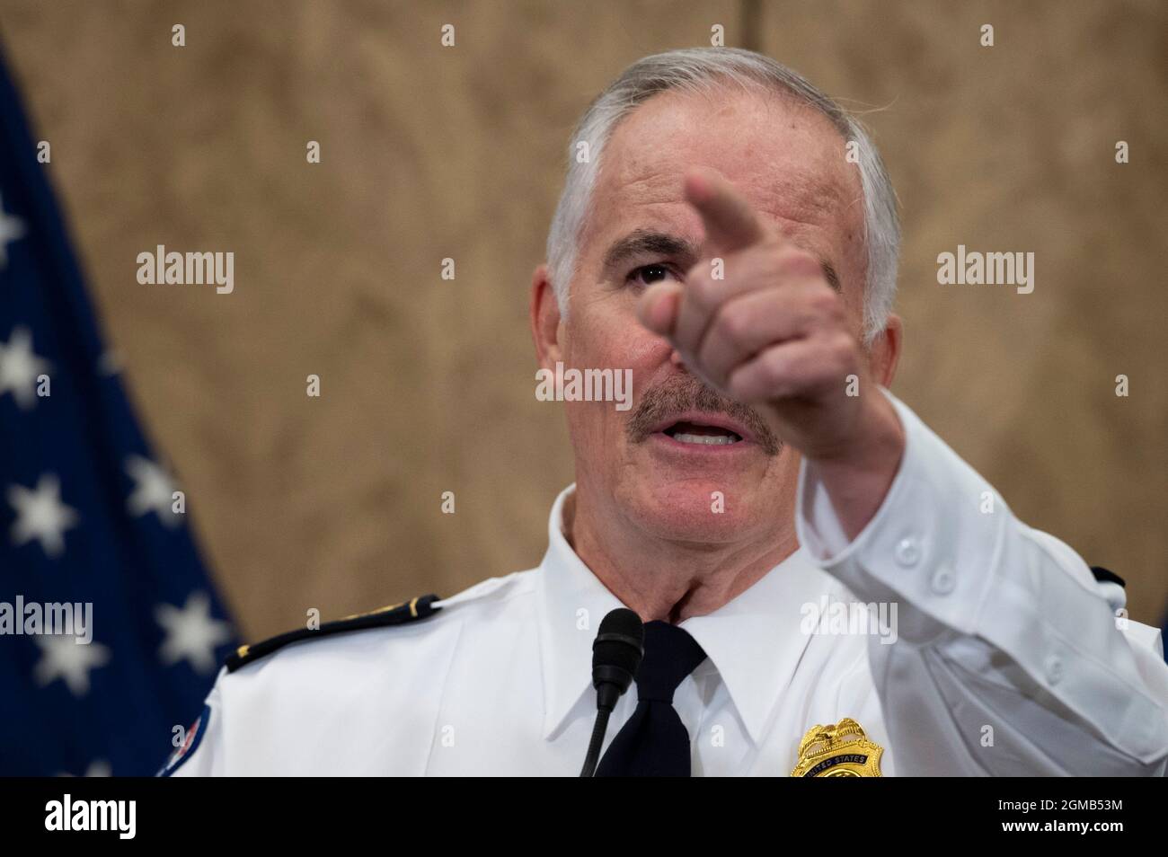 U.S. Capitol Chief of Police Tom Manger speaks with reporters about the ...