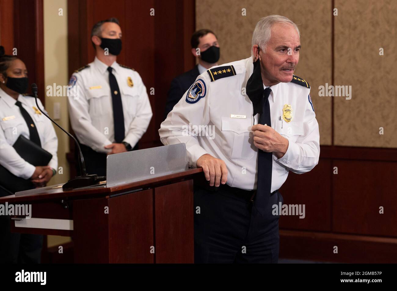 U.S. Capitol Chief of Police Tom Manger speaks with reporters about the ...