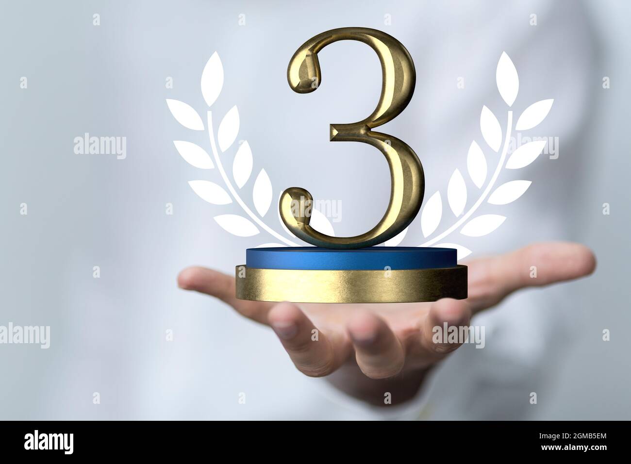 3D rendered number 3 presented to a businessman for three years or ...