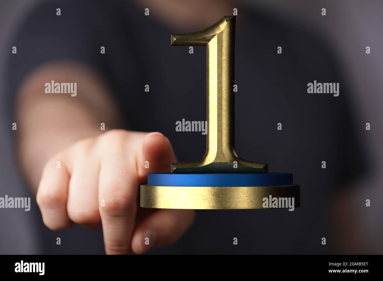 3D rendered number 1 presented to a businessman for one year or first ...