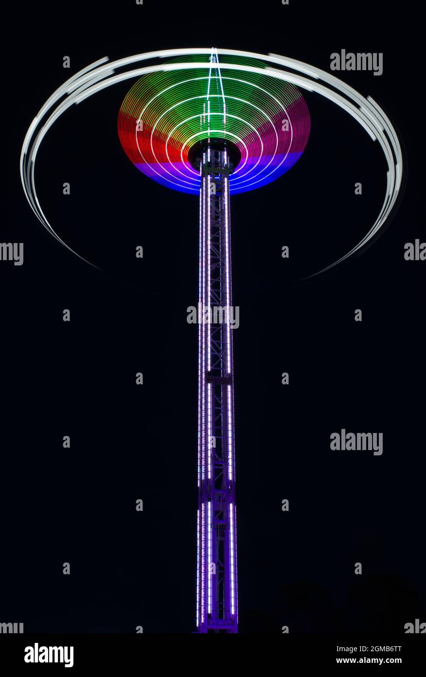 Aerial fairground ride at night Stock Photo - Alamy