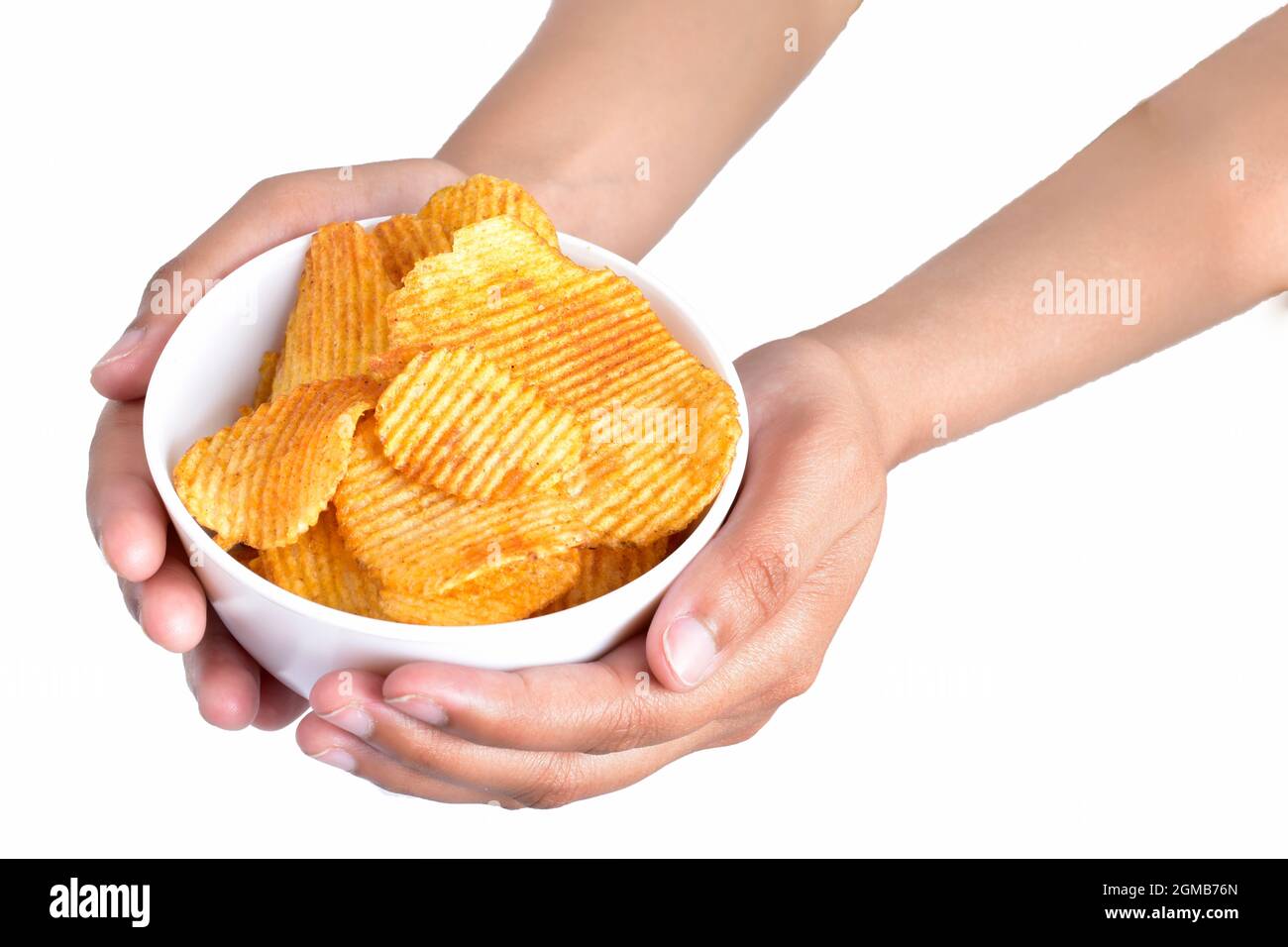 Hand holding chips hi-res stock photography and images - Alamy