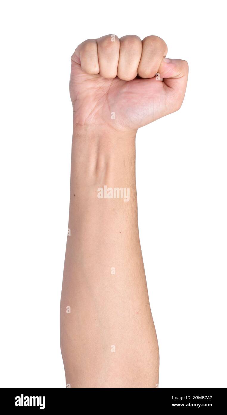 Punching Hand Isolated on White Background with Clipping Path Stock ...