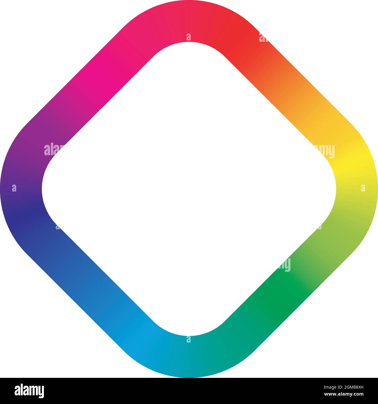 Colorful rainbow gradient rhombus frame with rounded corners. Vector ...