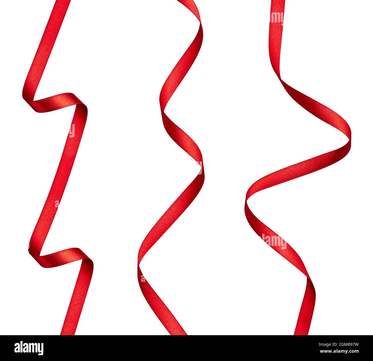collection of various red ribbon pieces on white background. each one ...