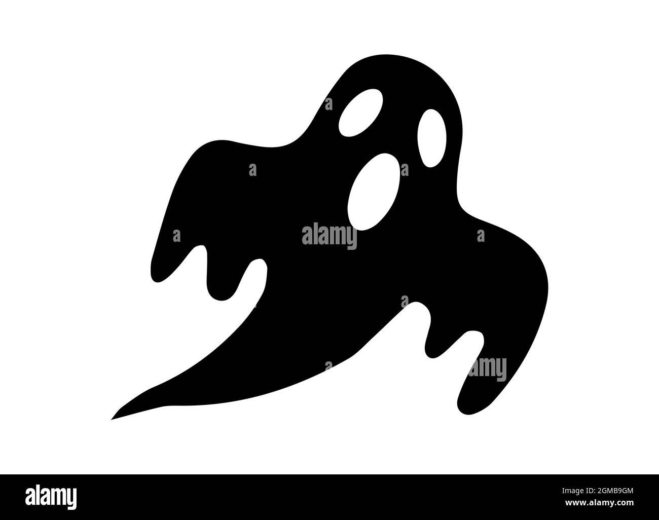 Scary ghost silhouette black isolated icon. Spooky symbol for halloween ...