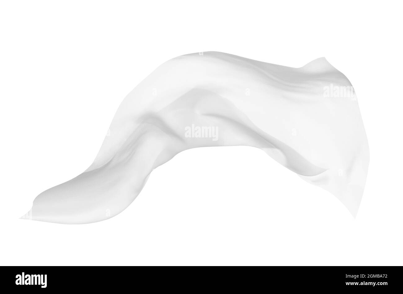 close up of a white fabric cloth flowing on white background Stock ...