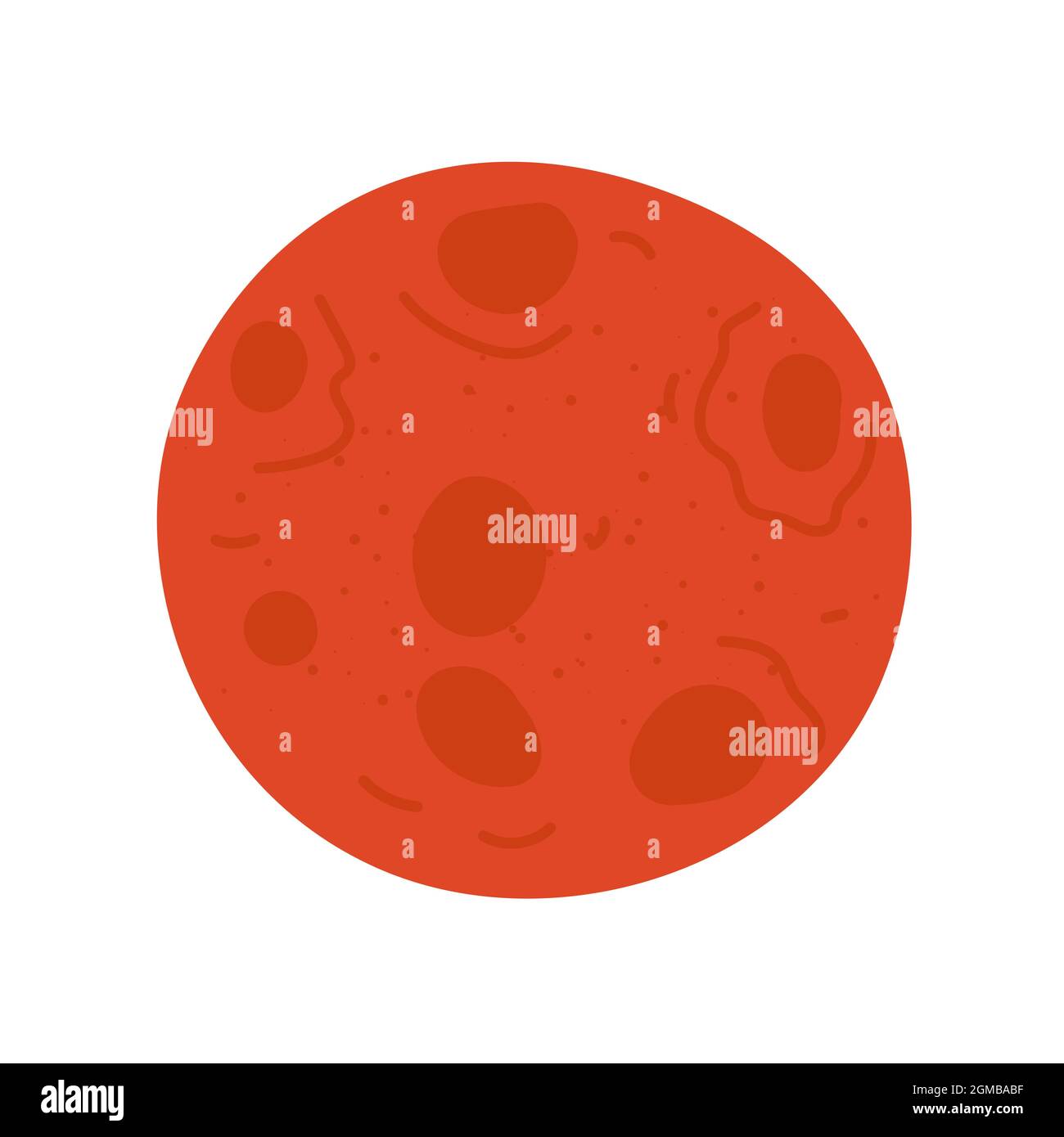 Red moon with lunar craters on surface drawing colored icon. Vector ...