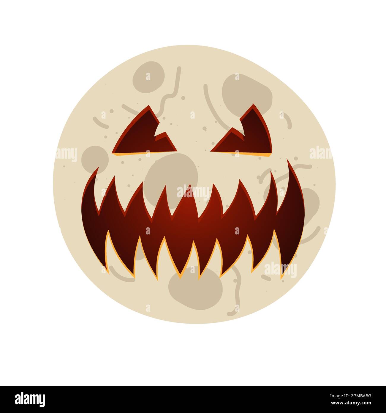 Moon with carved scary spooky jack o lantern creepy toothy smile face ...