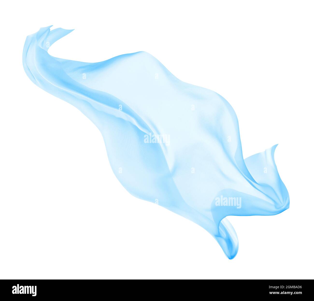 close up of a blue color fabric cloth flowing on white background Stock ...