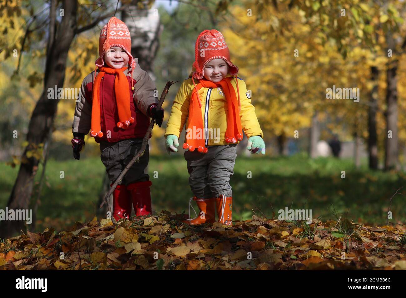 A young kids in a park walk outdoor Stock Photo - Alamy