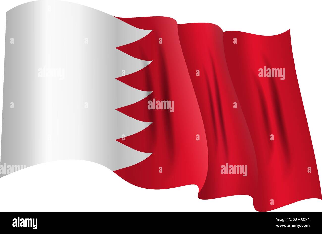 National Red and white flag of the Kingdom of Bahrain. Waving banner ...