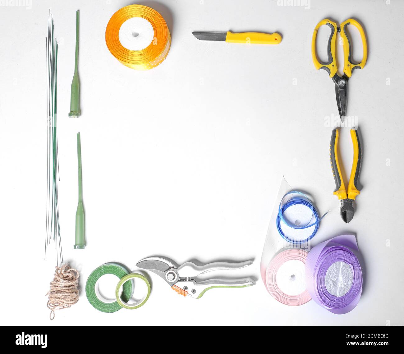 Florist equipment on white background Stock Photo - Alamy