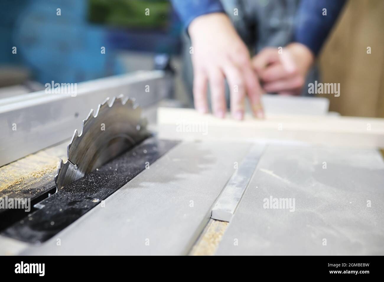 workshop with tools and electric saws in the process of manufacturing ...