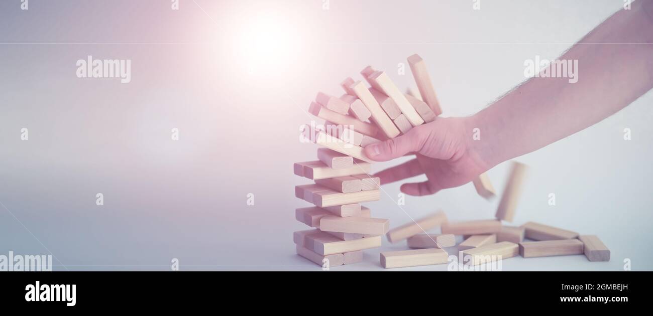 Board game brick tower of light wood sticks Stock Photo - Alamy